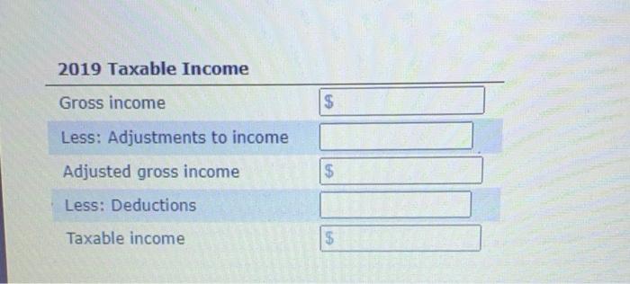 Solved 4. Calculating taxable income The 2019 standard | Chegg.com