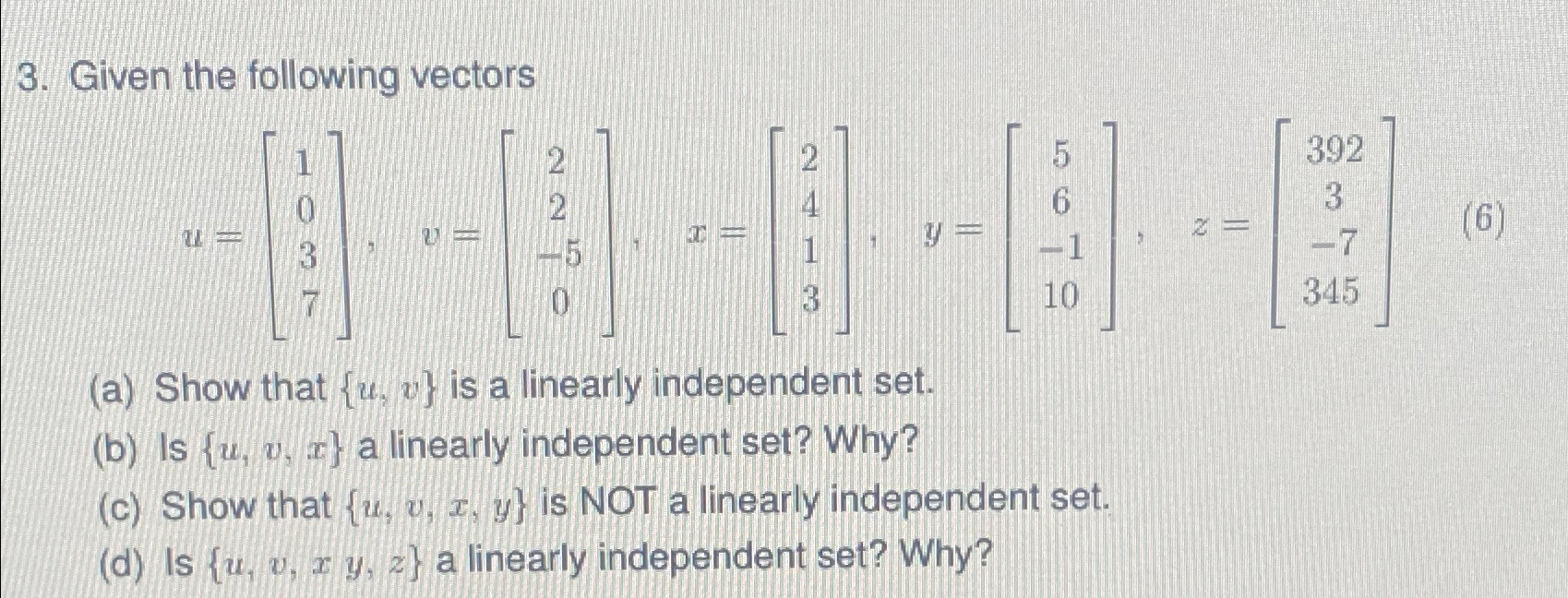 Solved Given the following | Chegg.com