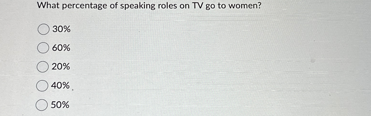 Solved What percentage of speaking roles on TV go to | Chegg.com