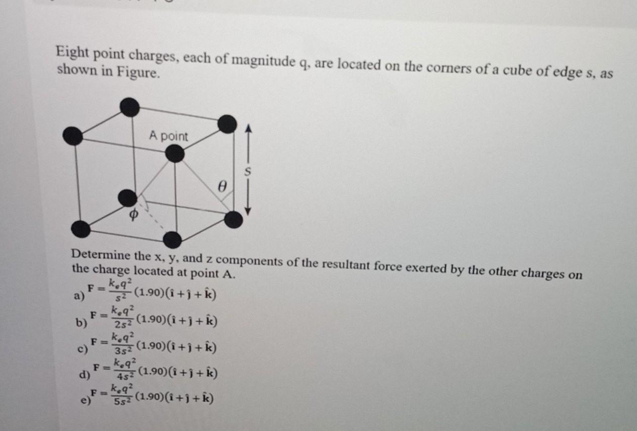 Solved Eight point charges, each of magnitude q, are located | Chegg.com