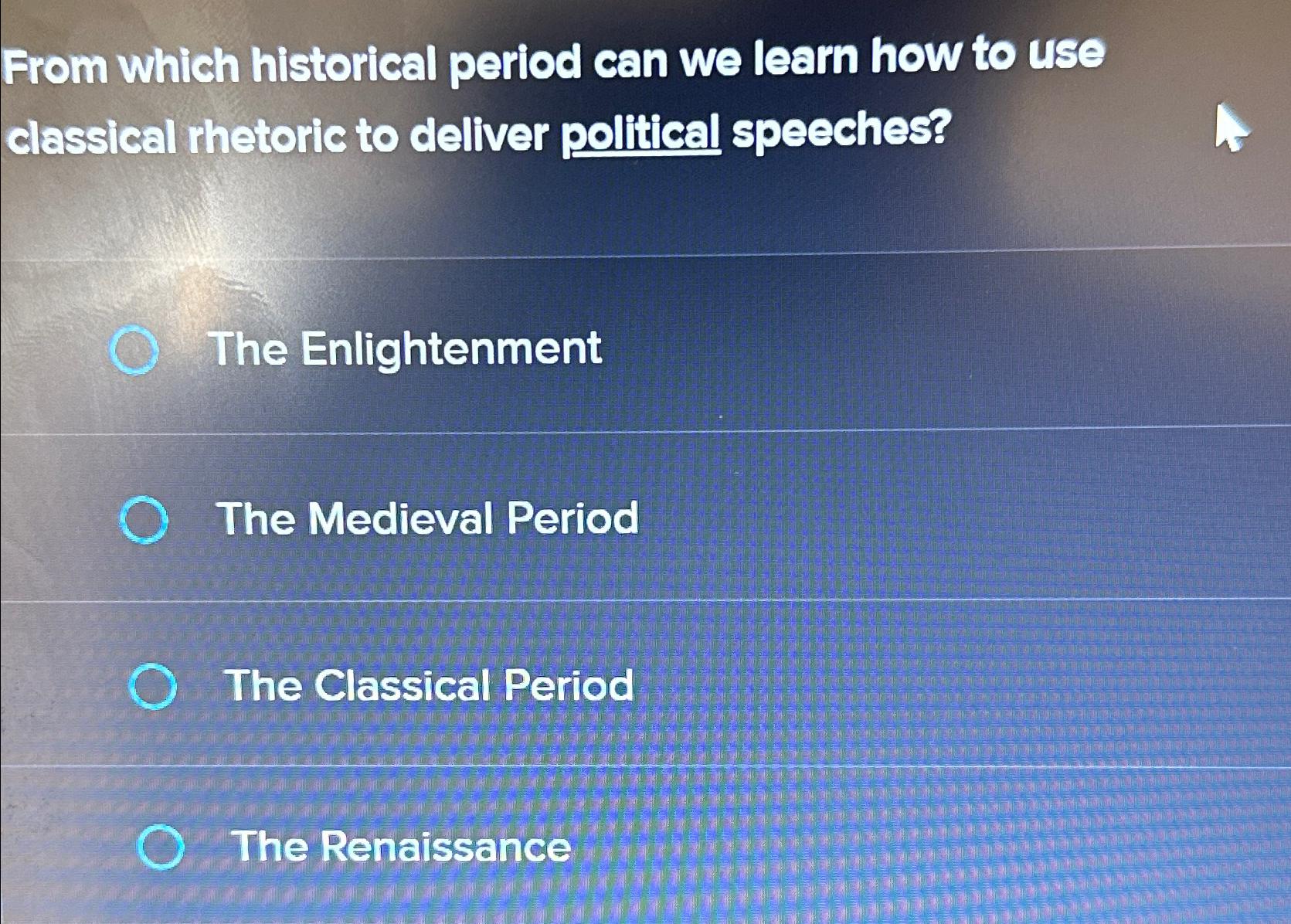 Solved From which historical period can we learn how to use | Chegg.com