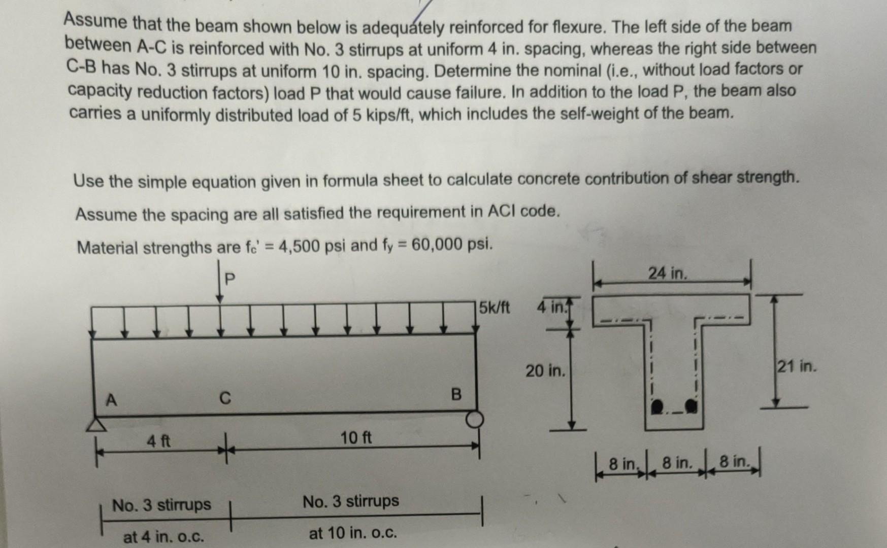 Solved Assume that the beam shown below is adequately | Chegg.com