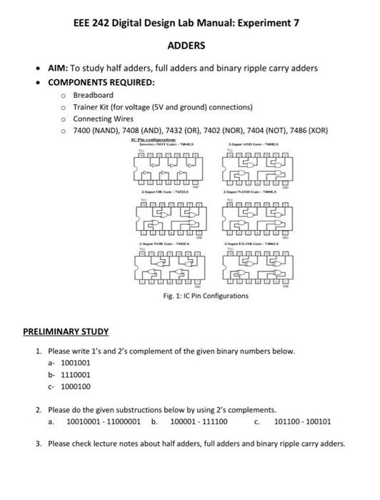 Solved EEE 242 Digital Design Lab Manual: Experiment 7 | Chegg.com