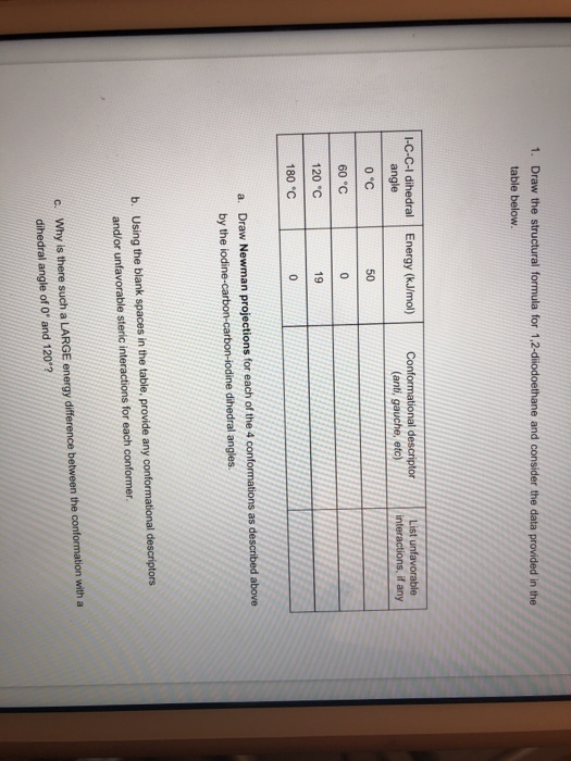 Solved 1. Draw the structural formula for 1,2-diiodoethane | Chegg.com