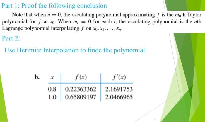 Solved Part 1: Proof the following conclusion Note that when | Chegg.com