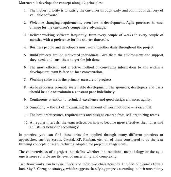 Solved Agile Project Management An Old "New" View on Project | Chegg.com