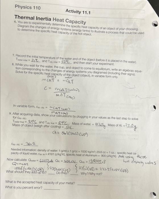 Solved Thermal Inertia Heat Capacity can you help me solve | Chegg.com