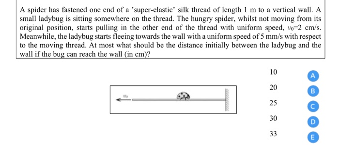 Solved A spider has fastened one end of a 'super-elastic' | Chegg.com