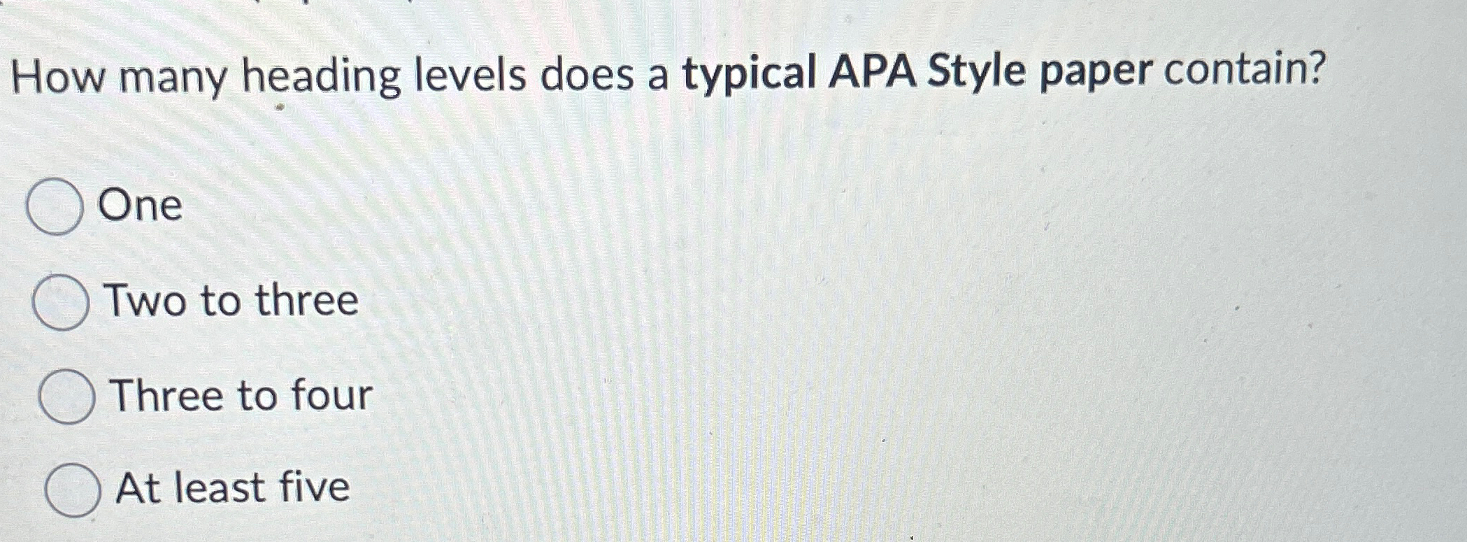 Solved How many heading levels does a typical APA Style | Chegg.com