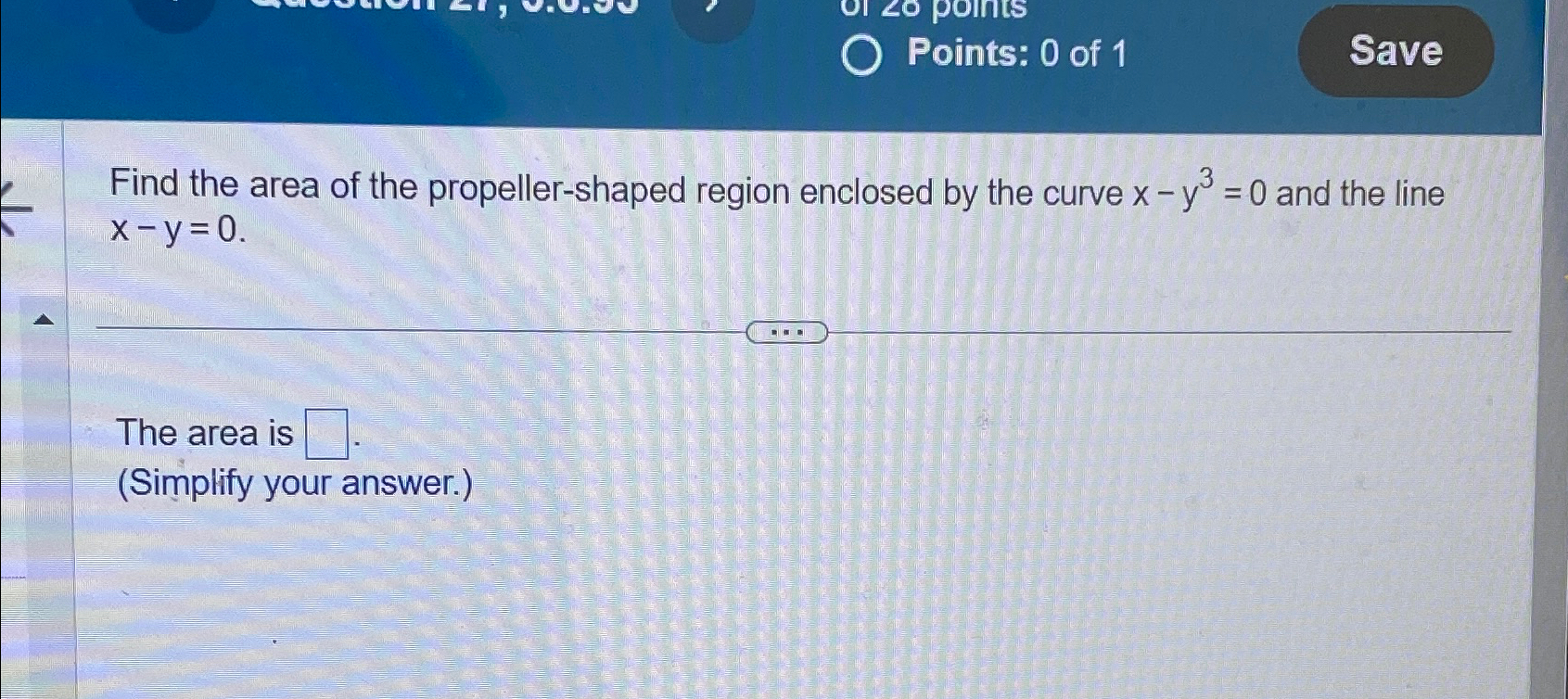 Solved Points: 0 of 1Find the area of the propeller-shaped | Chegg.com Solved Points: 0 of 1Find the area of the propeller-shaped | Chegg.com