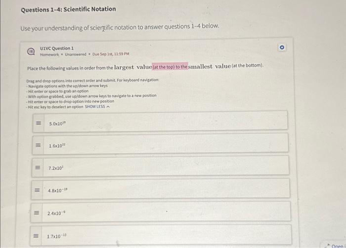 Solved Questions 1-4: Scientific Notation Use your | Chegg.com Solved Questions 1-4: Scientific Notation Use your | Chegg.com