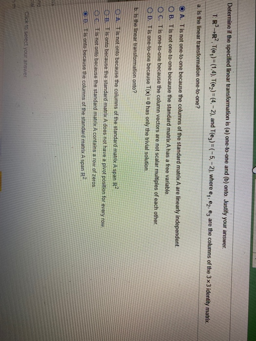 Solved Determine if the specified linear transformation is | Chegg.com