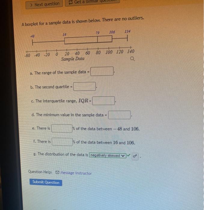 Solved Get a simil Next question A boxplot for a sample data | Chegg.com