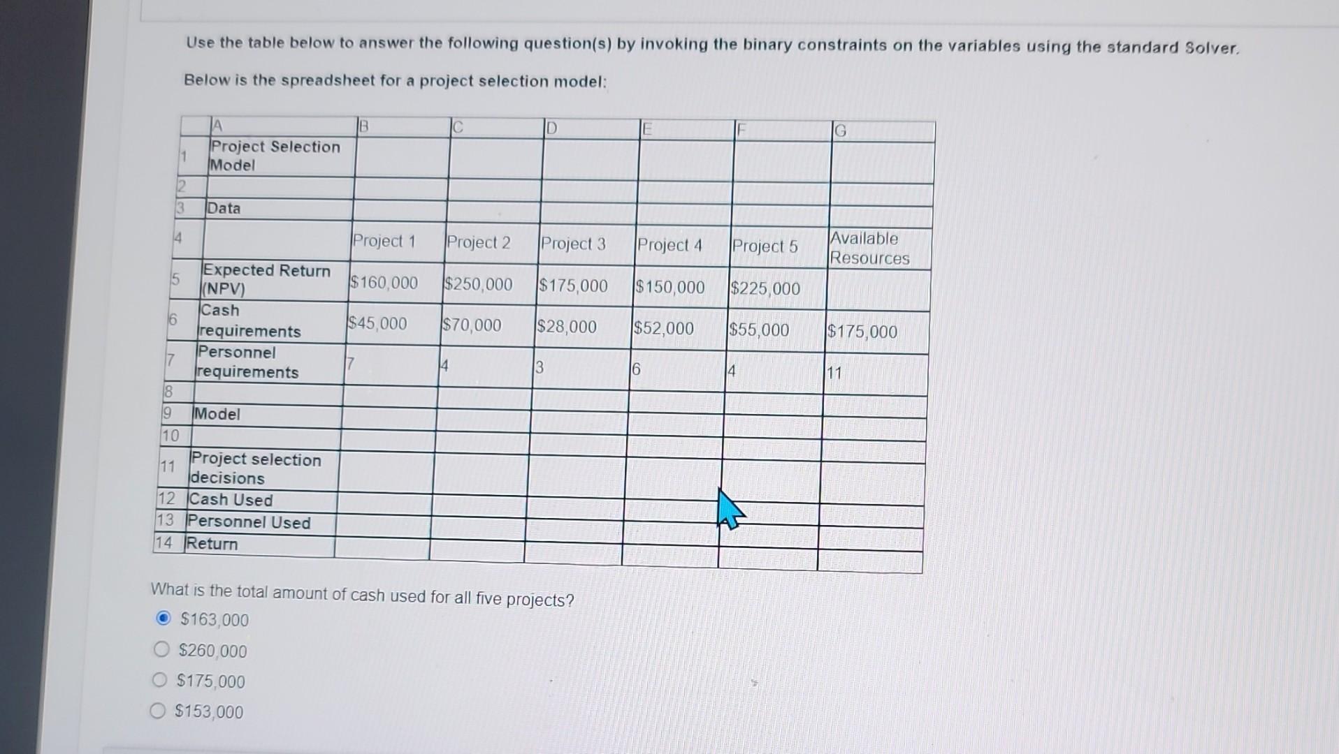 Solved Use the table below to answer the following | Chegg.com