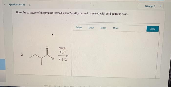 Solved Question 6 of 28 > Attempt 3 Draw the structure of | Chegg.com