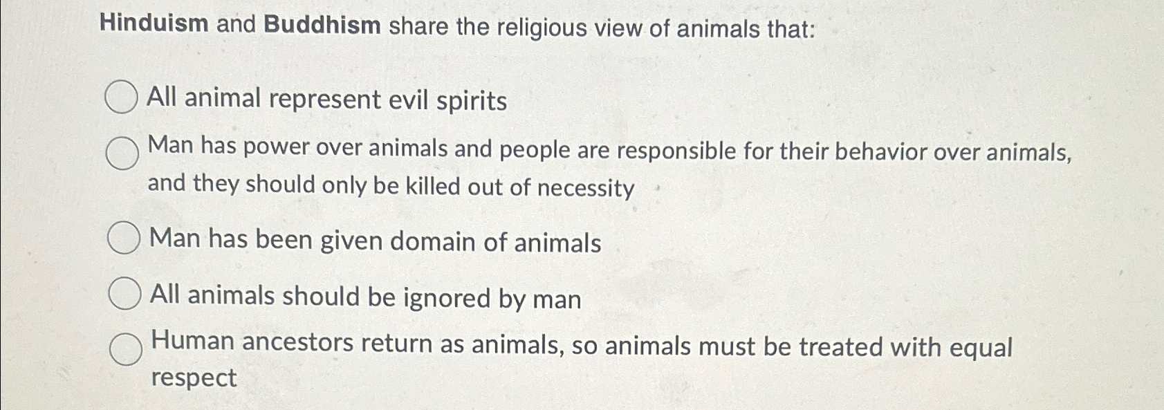 Solved Hinduism and Buddhism share the religious view of | Chegg.com