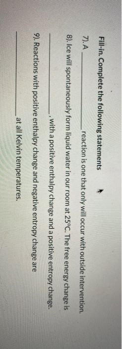 Solved Fill-in. Complete the following statements 7). A | Chegg.com