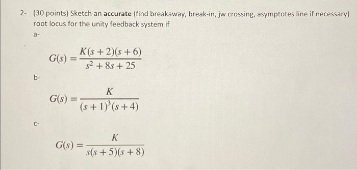 Solved 2- (30 points) Sketch an accurate (find breakaway, | Chegg.com