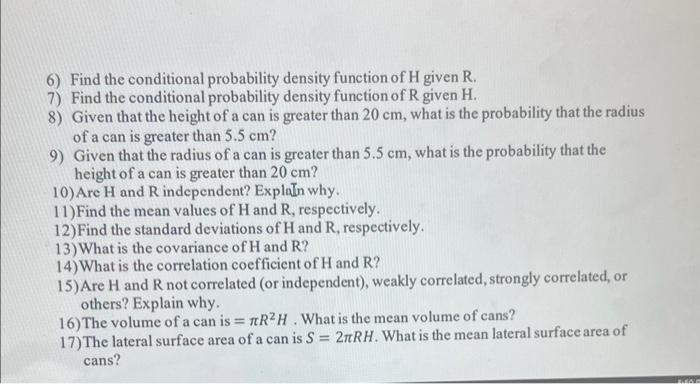Solved 6) Find the conditional probability density function | Chegg.com