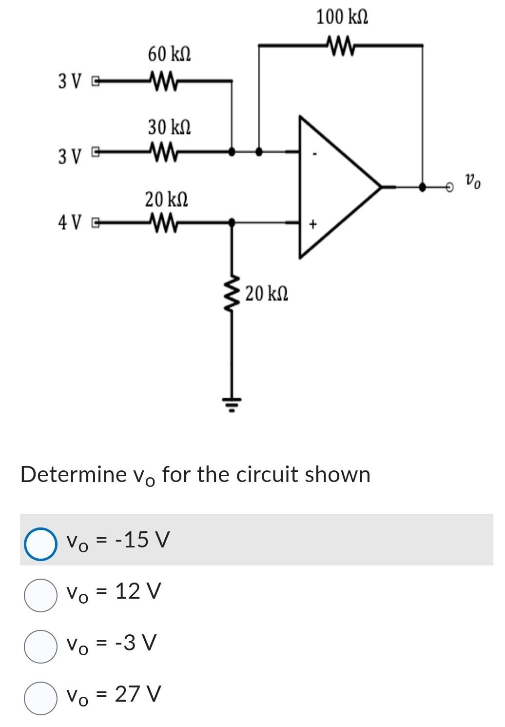 Solved Determine v0 for the circuit shown | Chegg.com