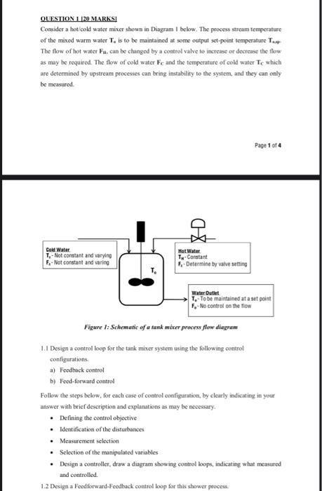 Solved OUESTION 1 [20 MARKS] Cossider a hoticold water mixer | Chegg.com