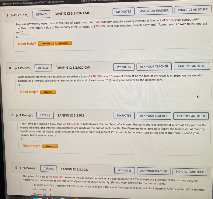 Solved DETAILS 1. [0/1 Points) PREVIOUS ANSWERS TANFIN12 | Chegg.com