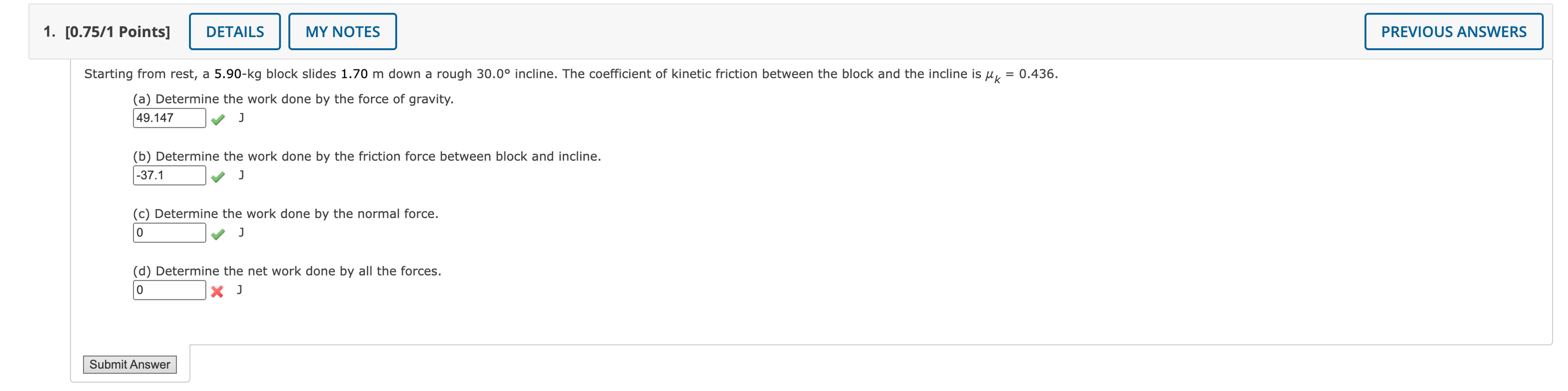 Solved Starting from rest, a 5.90-kg ﻿block slides 1.70m | Chegg.com