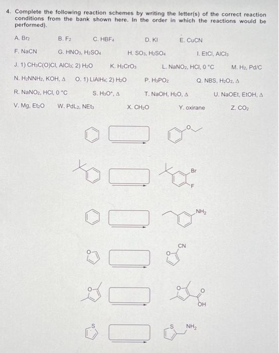 4. Complete the following reaction schemes by writing | Chegg.com
