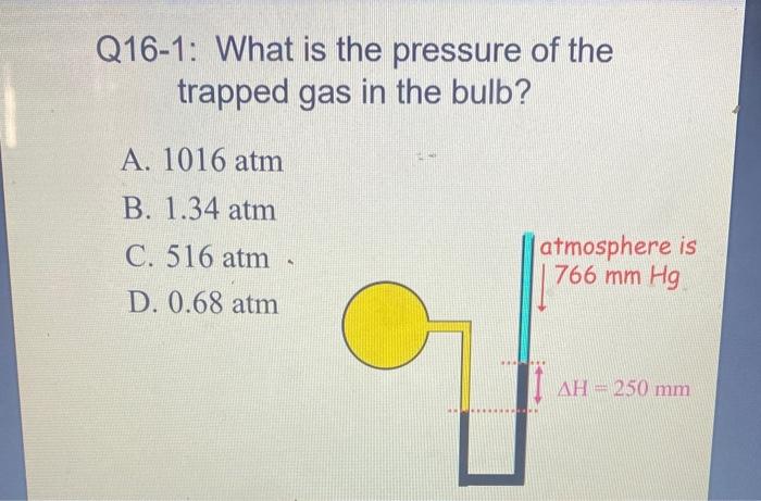 Solved Q16-1: What is the pressure of the trapped gas in the | Chegg.com