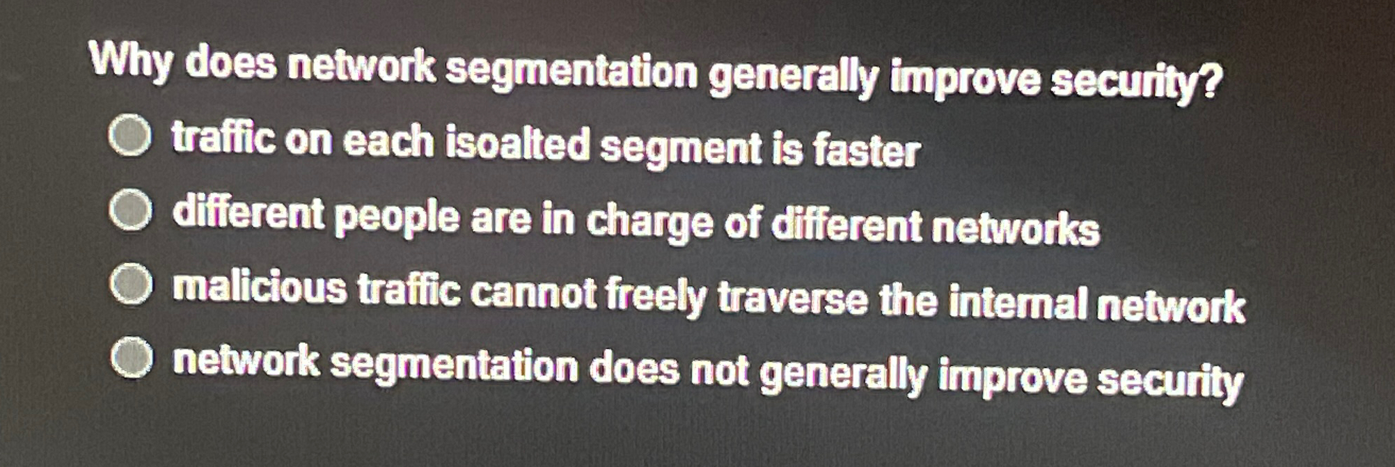 Solved Why does network segmentation generally improve | Chegg.com