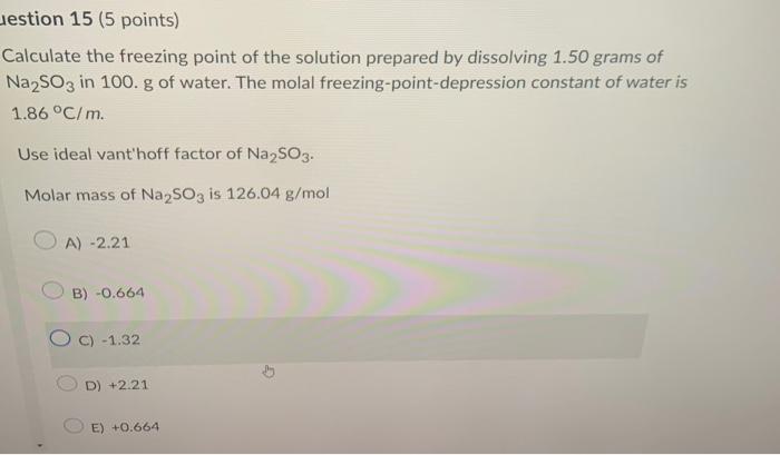 Solved Calculate the freezing point of the solution prepared | Chegg.com