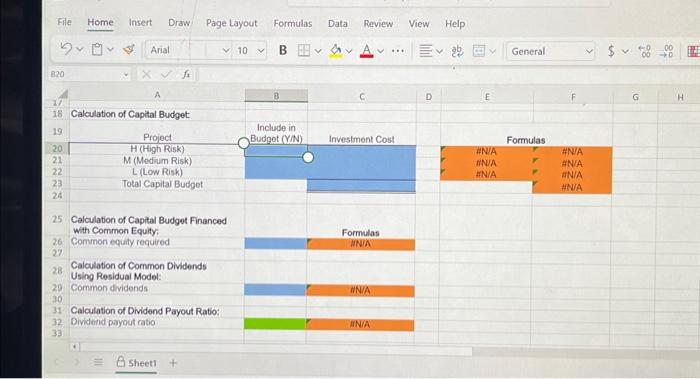 Solved Excel Online Structured Activity: Residual dividend | Chegg.com