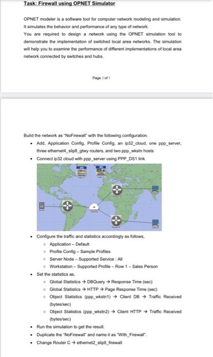 Task: Firewall using OPNET Simulator OPNET modeler is | Chegg.com
