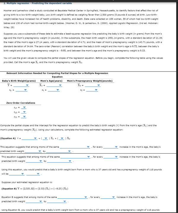 Solved Muttiple regression - ﻿Predicting the dependent | Chegg.com