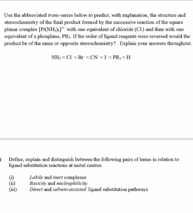 Solved Use the abbreviated trans-series below to predict, | Chegg.com