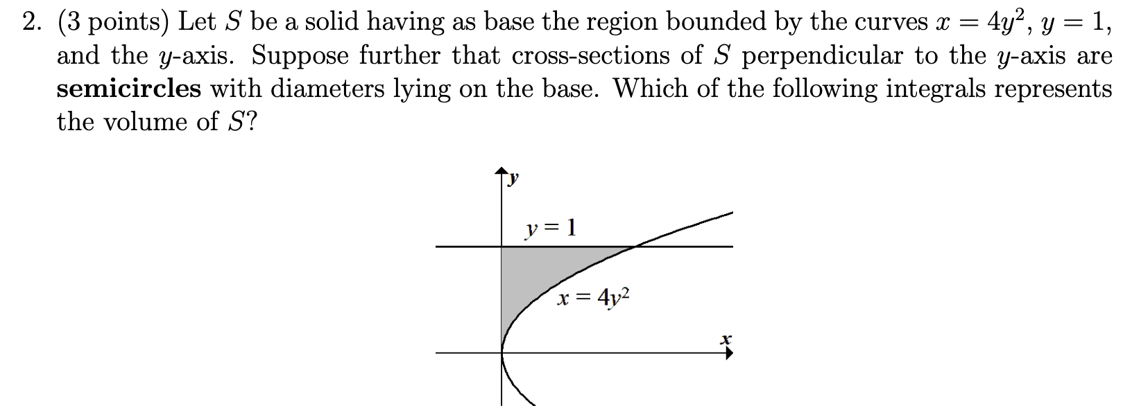 Solved (3 ﻿points) ﻿Let S ﻿be a solid having as base the | Chegg.com