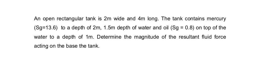 Solved An open rectangular tank is 2m ﻿wide and 4m ﻿long. | Chegg.com