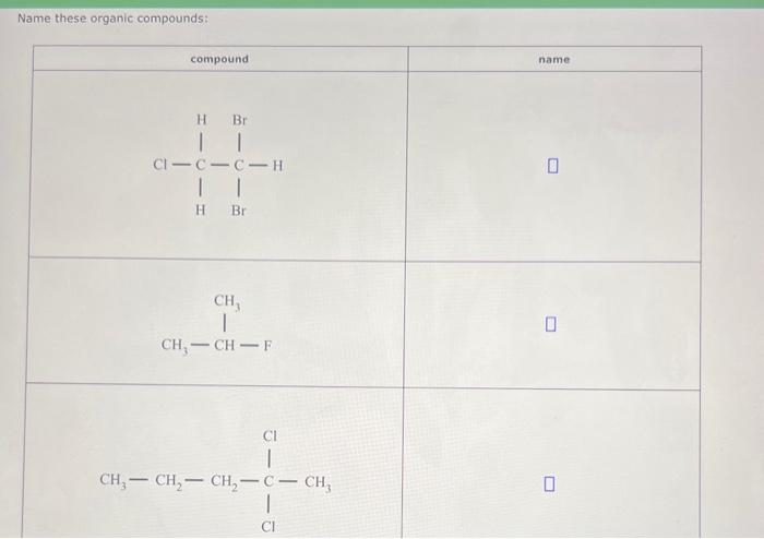 Solved Name these organic compounds: | Chegg.com