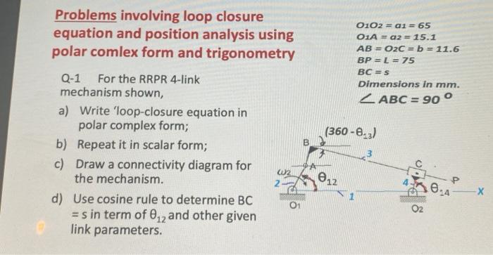 Solved Problems involving loop closure equation and position | Chegg.com