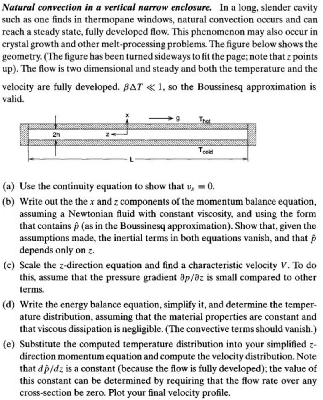Solved Natural convection in a vertical narrow enclosure. In | Chegg.com