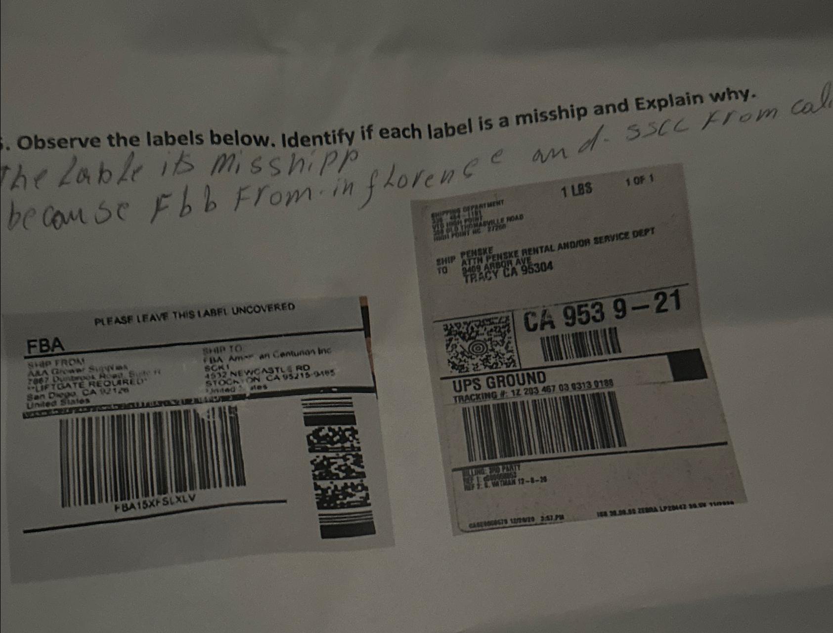 Observe the labels below. Identify if each label is a | Chegg.com