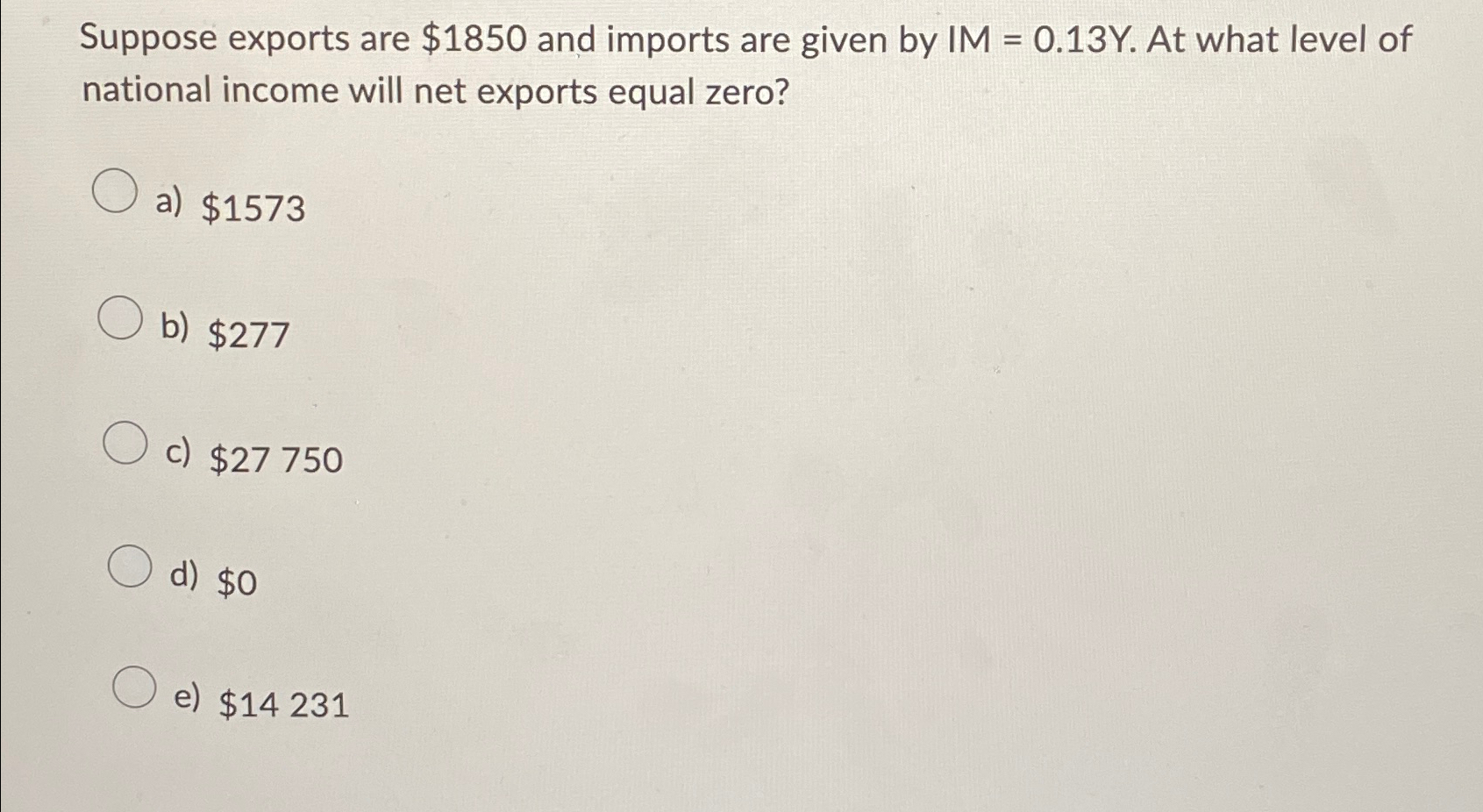 Solved Suppose exports are $1850 ﻿and imports are given by | Chegg.com