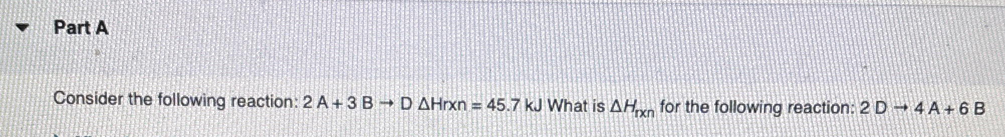 Solved Part AConsider the following reaction: | Chegg.com