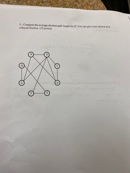 Solved 5.- Compute the average shortest path length for H. | Chegg.com