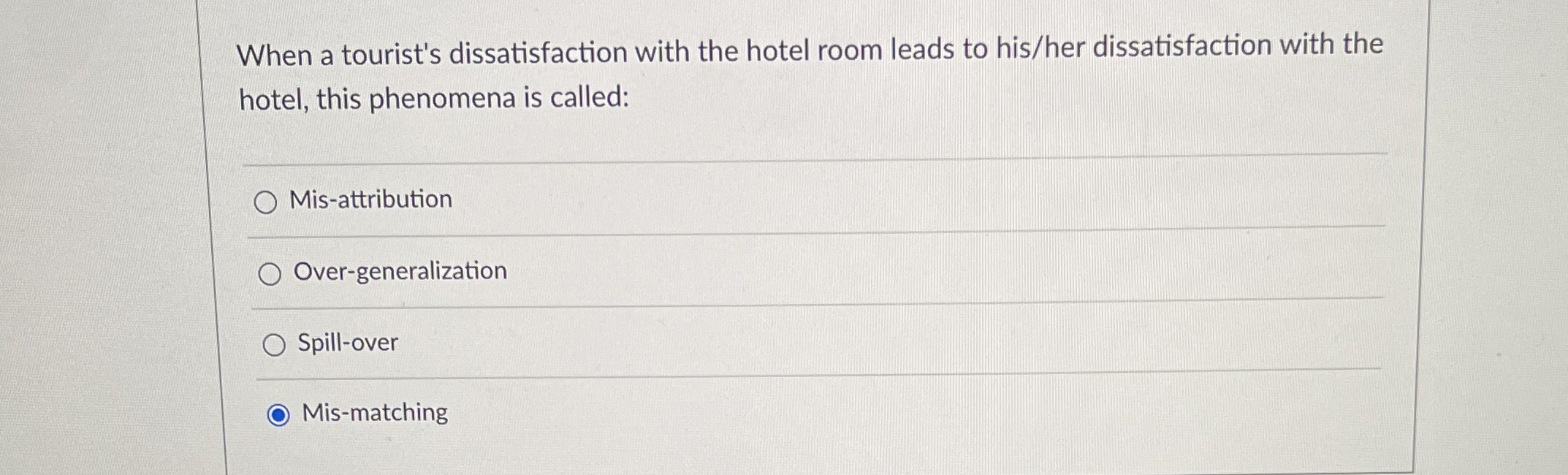 Solved When a tourist's dissatisfaction with the hotel room | Chegg.com