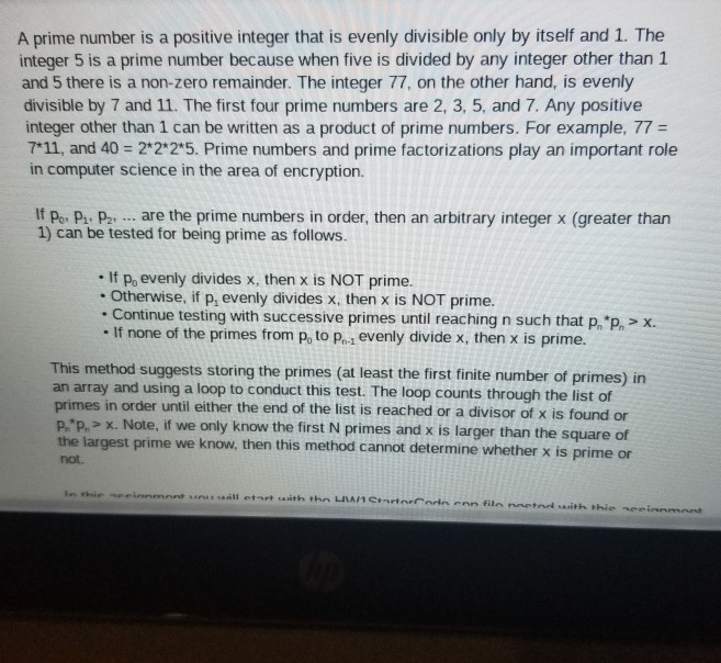 Solved A prime number is a positive integer that is evenly | Chegg.com