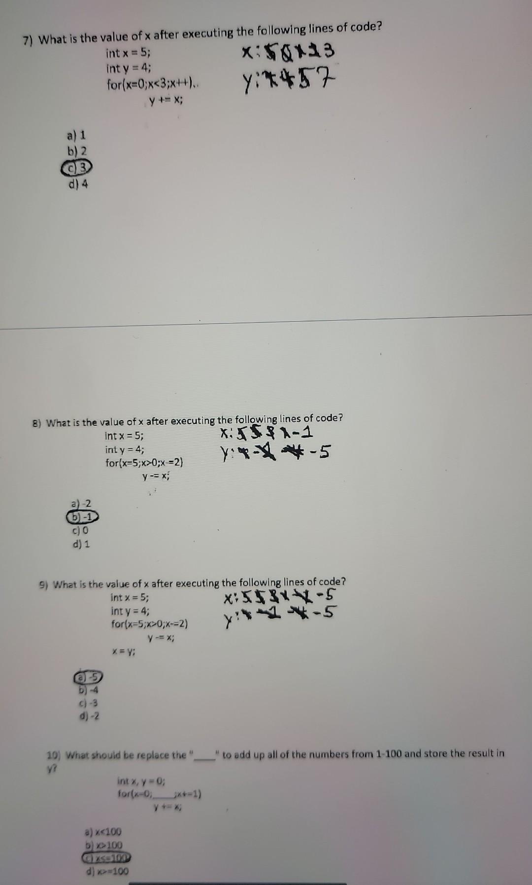 Solved 7) What is the value of x after executing the | Chegg.com