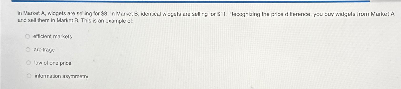 Solved In Market A, ﻿widgets are selling for $8. ﻿In Market | Chegg.com