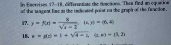 Solved In Exercises 17-18, differentiate the functions. Then | Chegg.com