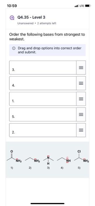 Solved Order the following bases from strongest to weakest. | Chegg.com